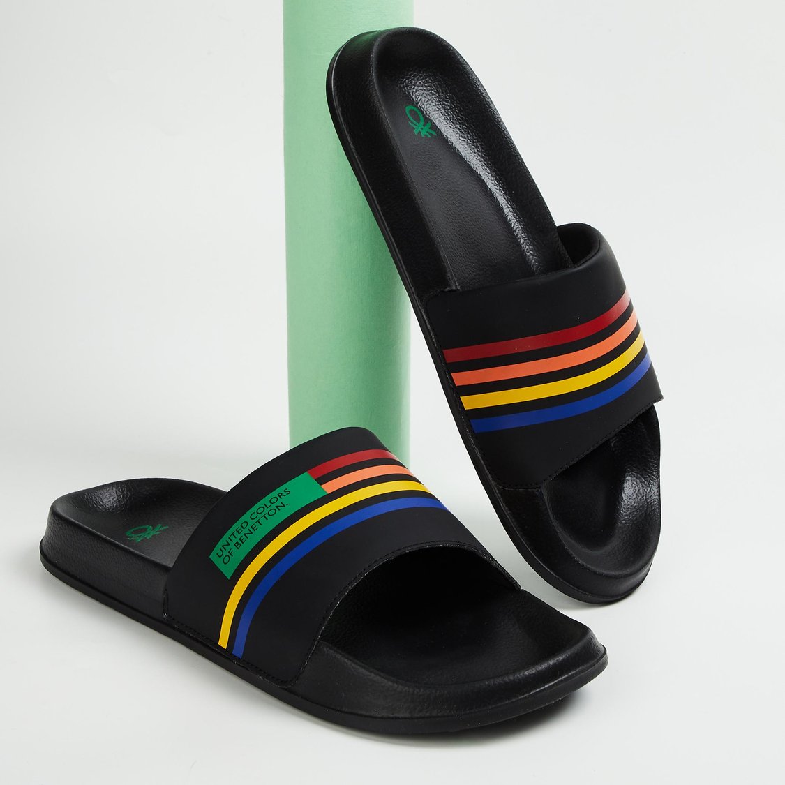 Buy UNITED COLORS OF BENETTON Men Striped Sliders from United Colors of ...