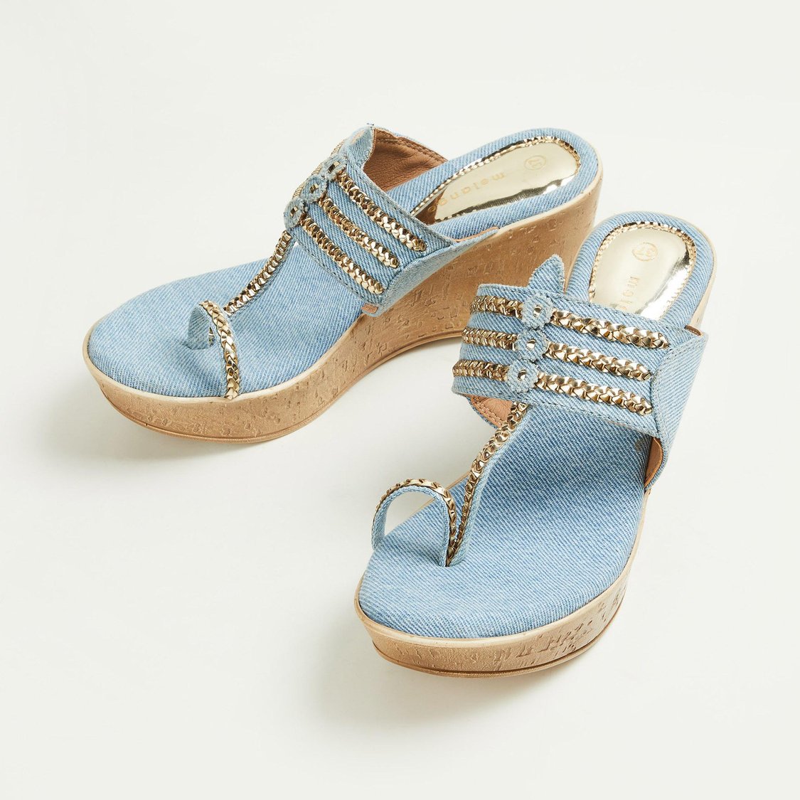 Buy MELANGE Women Embellished Toe-Ring Wedges from Melange at just INR ...