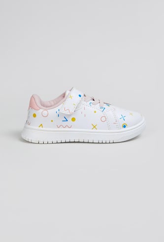 Girls Printed Velcro Strap Sneakers