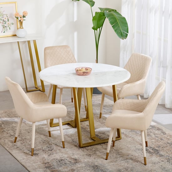 Buy Aristo Marble Top 4 Seater Dining Table White from Home Centre at just INR 23998.0
