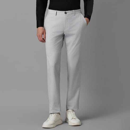 LOUIS PHILIPPE Men Checkered Slim Fit Formal Trousers