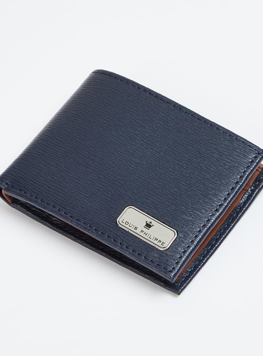 LOUIS PHILIPPE Men Solid Leather Bi-Fold Wallet | Black