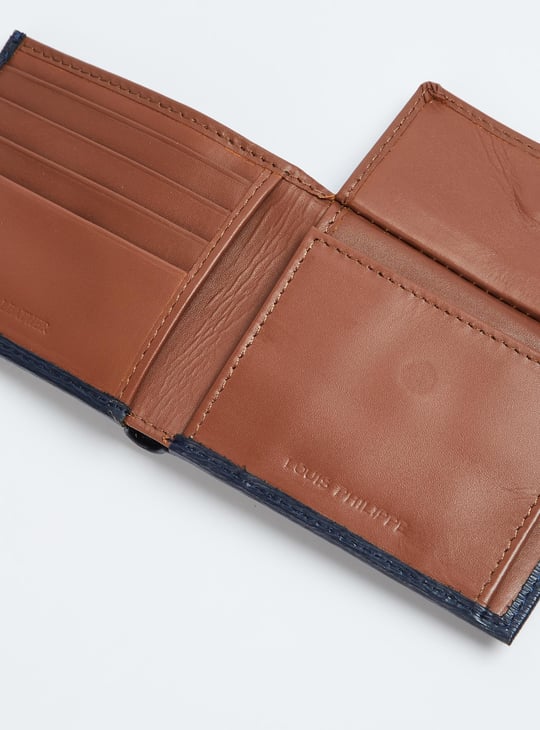 LOUIS PHILIPPE Men Solid Leather Bi-Fold Wallet | Black