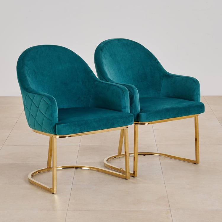 Buy (Refurbished) Monarch Set of 2 Fabric Dining Chairs - Teal from ...