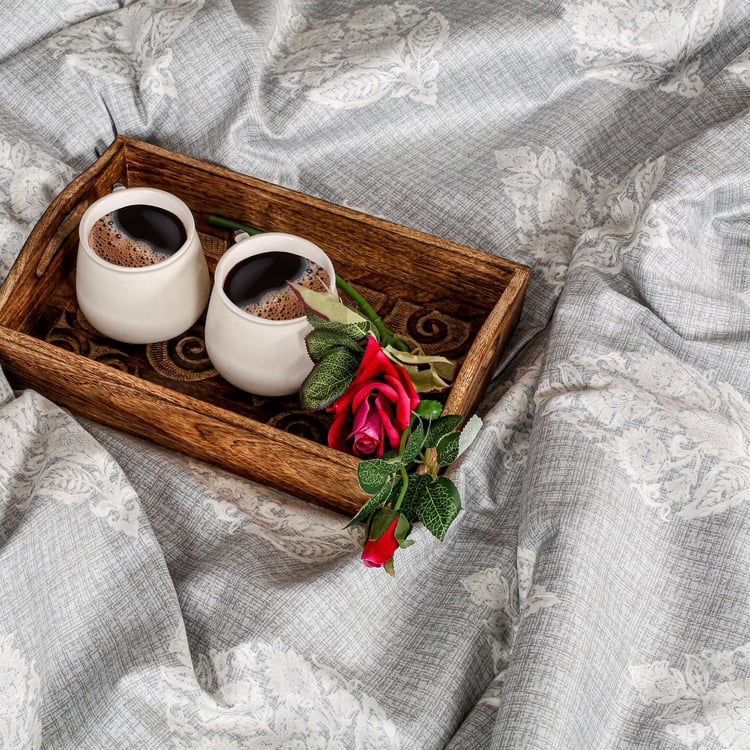 Buy SWAYAM Traditional Floral Etching 210TC Heritage King Bedsheet Set ...