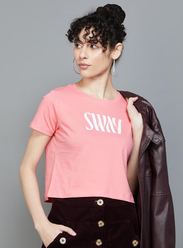 Buy GINGER Women Printed Regular Fit T-shirt from Ginger at just INR 399.0