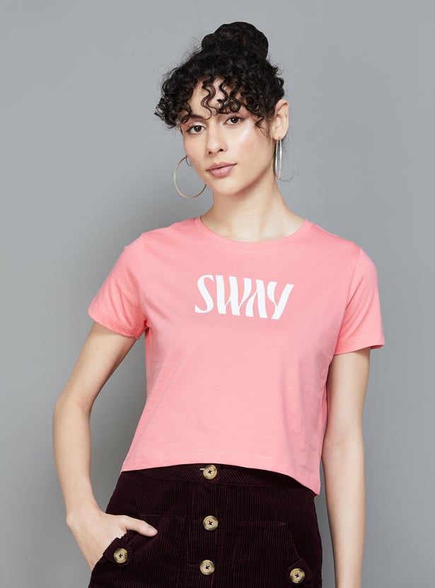 Buy GINGER Women Printed Regular Fit T-shirt from Ginger at just INR 399.0