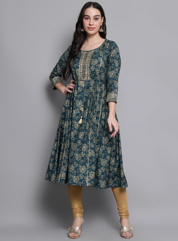 Buy GLOBAL DESI Women Embroidered A-Line Kurta from Global Desi at just ...