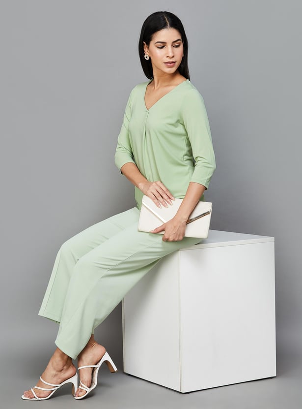 Buy CODE CLASSIC Women Solid V-Neck Top from Code Classic at just INR ...