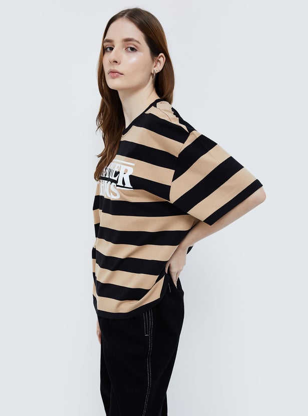 Buy GINGER Women Stranger Things Striped T-shirt from Ginger at just ...