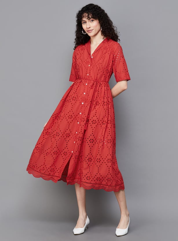 Buy COLOUR ME Women Schiffli A-line Dress from Colour Me at just INR 2999.0