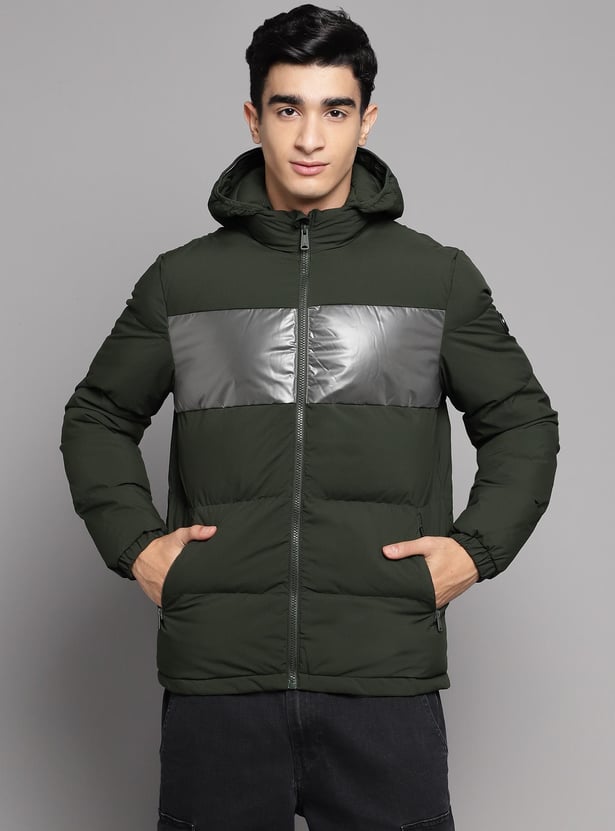 Buy ARROW SPORT Men Solid Hooded Jacket from Arrow Sport at just INR 6999.0
