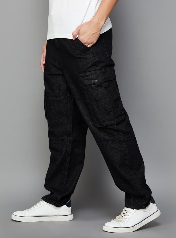 Buy BOSSINI Men Washed Comfort Fit Cargo Jeans from Bossini at just INR ...