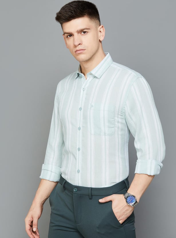 Buy CODE Men Striped Regular Fit Formal Shirt from CODE at just INR 1899.0