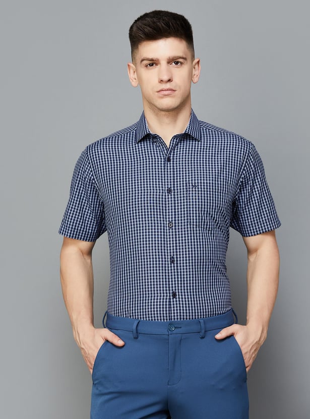 Buy CODE Men Checked Regular Fit Formal Shirt from CODE at just INR 999.0