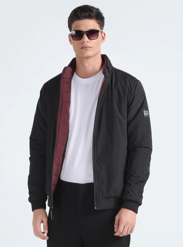 Buy FLYING MACHINE Men Solid Reversible Bomber Jacket from Flying ...