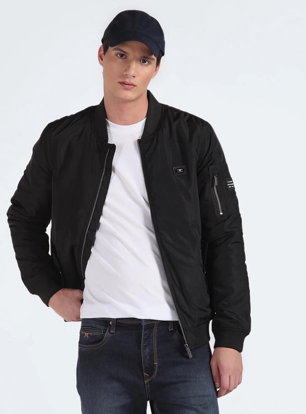 Buy FLYING MACHINE Men Solid Bomber Jacket from Flying Machine at just ...