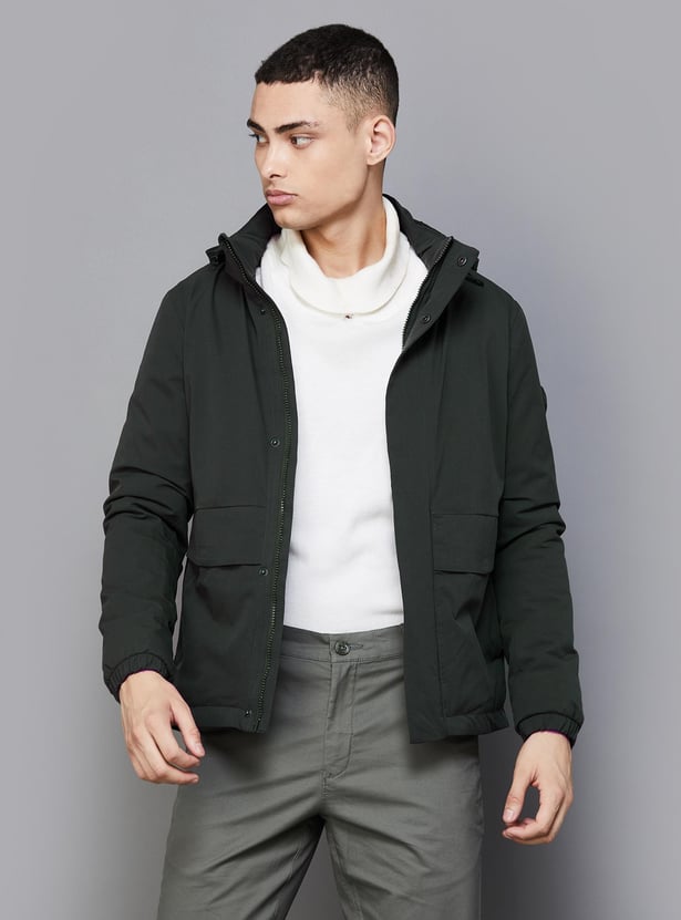 Buy ARROW SPORT Men Solid Hooded Jacket from Arrow Sport at just INR 6599.0
