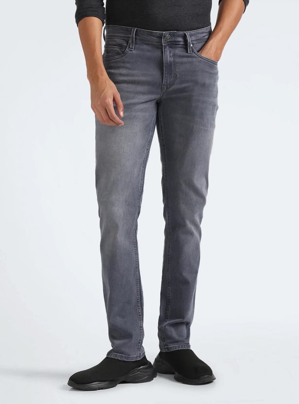 Buy FLYING MACHINE Men Stonewashed Slim Straight Jeans from Flying ...