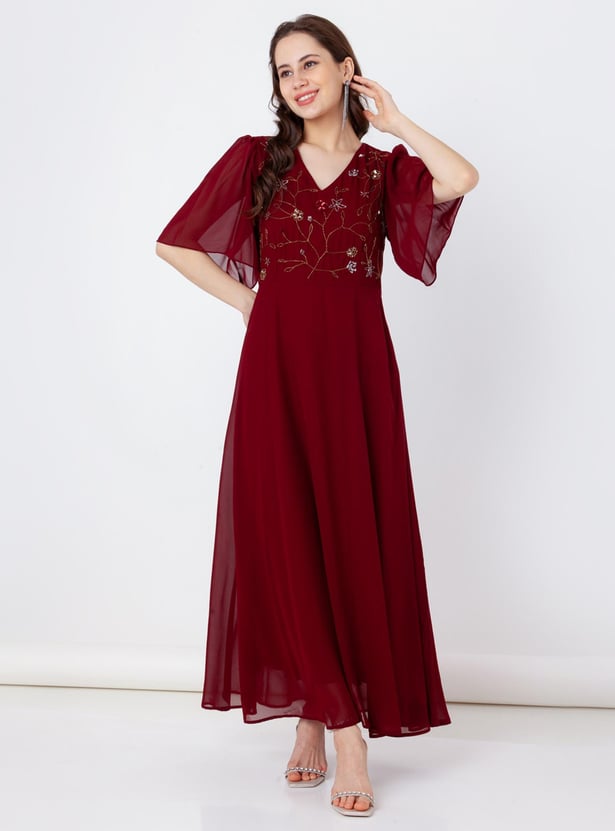 Buy ZINK LONODN Women Embellished Flared Maxi Dress from Zink London at ...