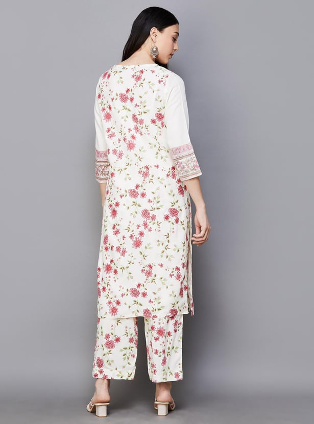 Buy MELANGE Women Floral Printed Straight Kurta Set from Melange at just INR 1599.0
