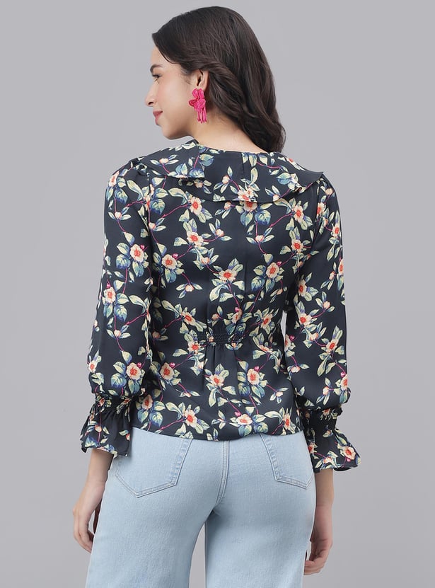 Buy LATIN QUARTERS Women Floral Print Puffed Sleeve Top from Latin ...