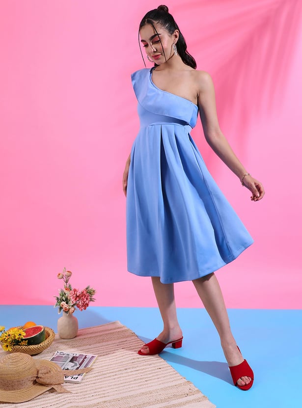 Buy CAMPUS SUTRA Women Pleated One-Shoulder Dress from Campus Sutra at just INR 2499.0