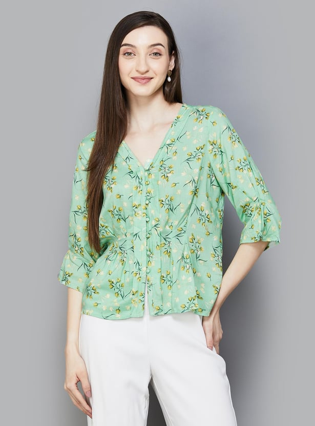 Buy LATIN QUARTERS Women Printed V-neck Peplum Top from Latin Quarters ...