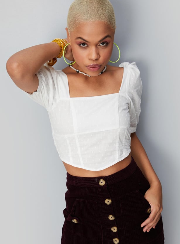 Buy Women Dobby Woven Crop Top Online at just Rs. 599.0 - 1000012041649 ...