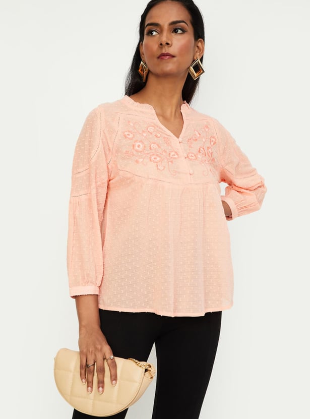 Buy Women Embroidered Notched Neck Top Online at just Rs. 799.0 ...