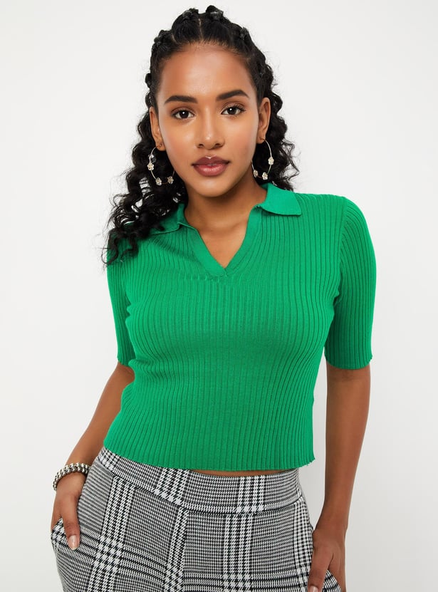 Buy Women Rib Knit Crop Top Online at just Rs. 699.0 - 1000012643897 ...