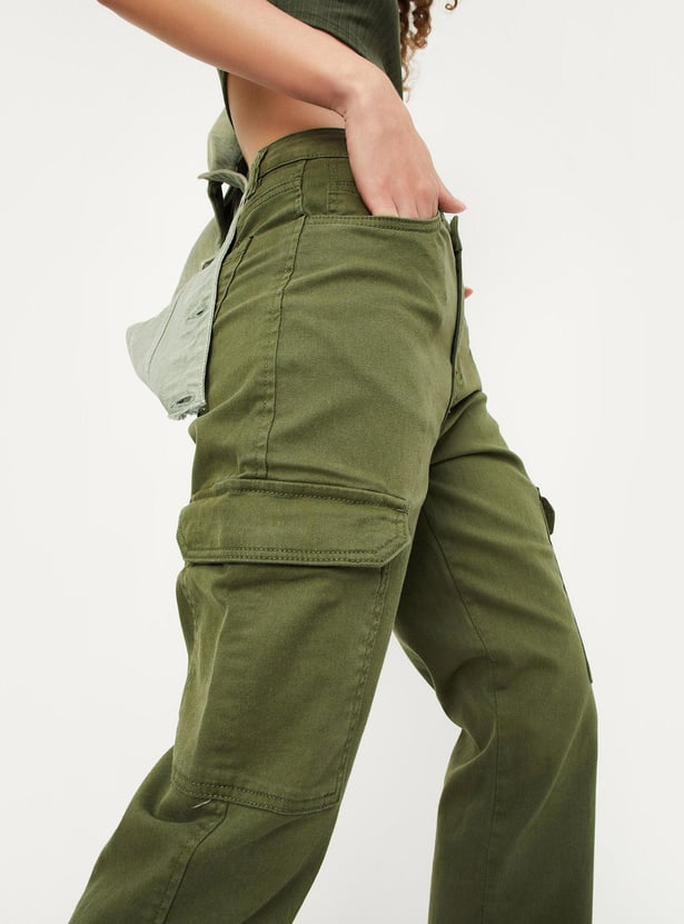 Buy Women Solid Cargo Trousers Online at just Rs. 1299.0 ...