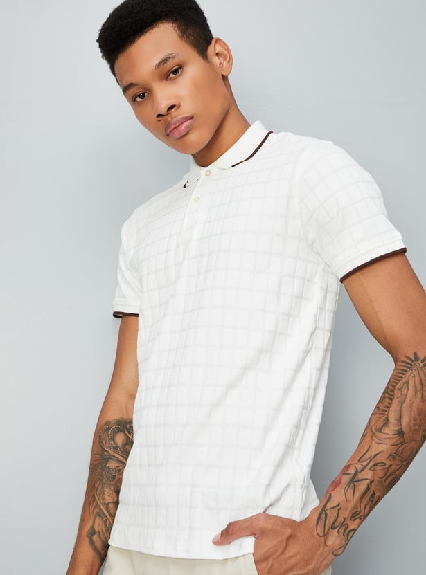 Buy Men Slim Fit Checked Polo T-shirt Online at just Rs. 699.0 ...