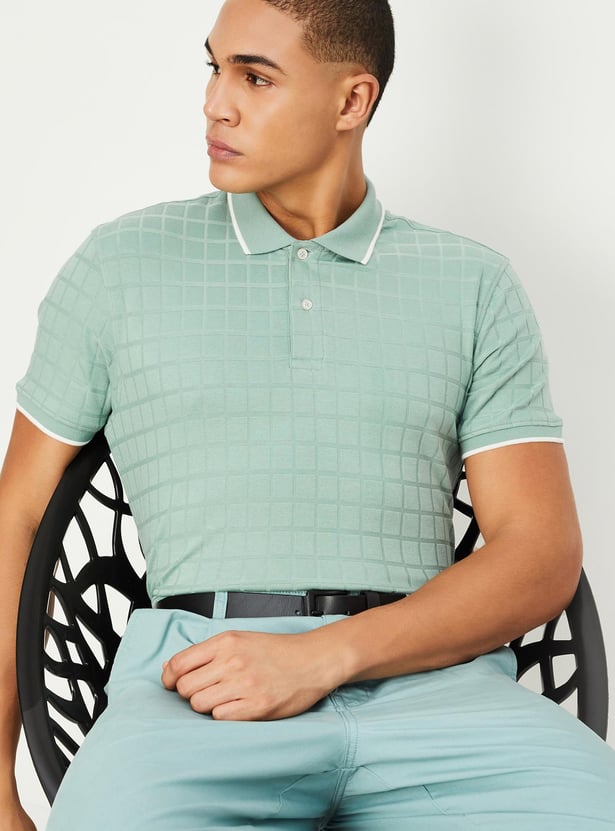 Buy Men Slim Fit Checked Polo T-shirt Online at just Rs. 699.0 ...