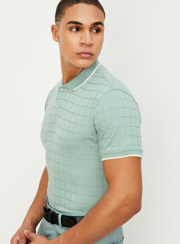 Buy Men Slim Fit Checked Polo T-shirt Online at just Rs. 699.0 ...