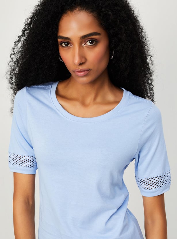 Buy Women Crochet Panel T-shirt Online at just Rs. 299.0 ...