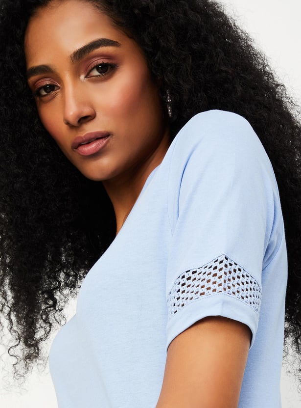 Buy Women Crochet Panel T-shirt Online at just Rs. 299.0 ...