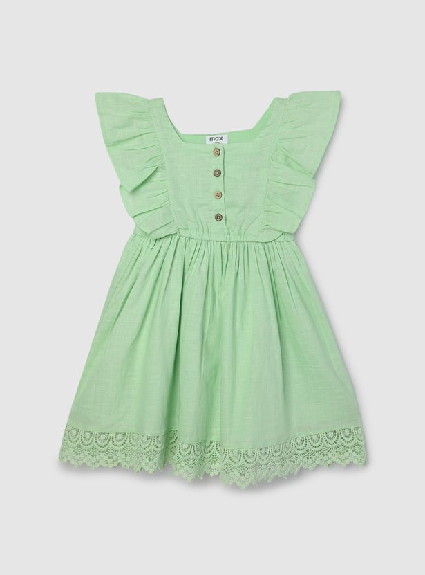 Buy Girls Ruffled A-line Dress with Lace Hem Online at just Rs. 599.0 ...