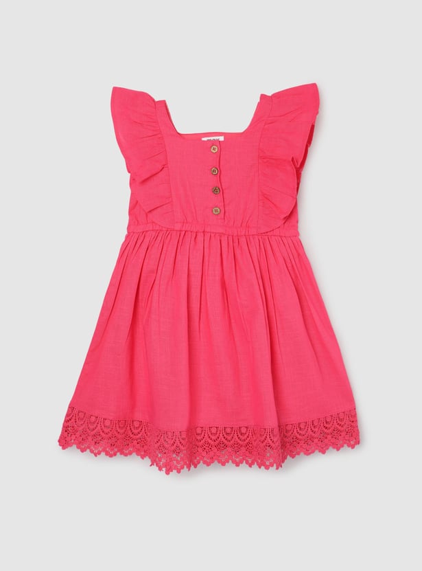 Buy Girls Ruffled A-line Dress with Lace Hem Online at just Rs. 599.0 ...