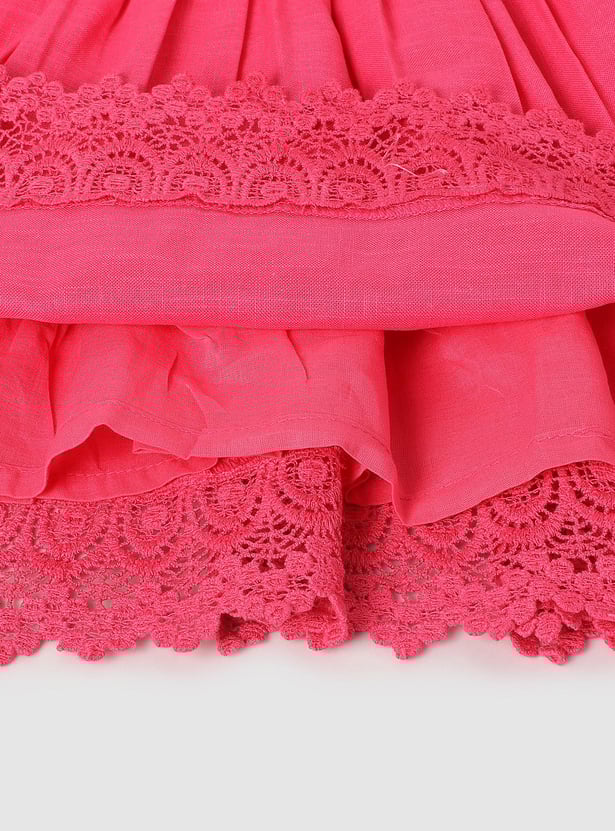 Buy Girls Ruffled A-line Dress with Lace Hem Online at just Rs. 599.0 ...