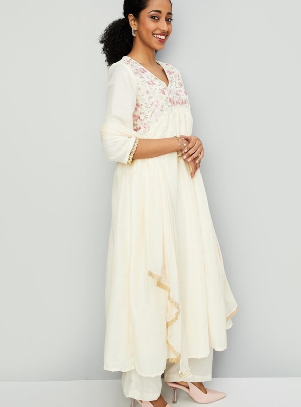 Buy Women Embroidered A-Line Kurta Set Online at just Rs. 1999.0 ...