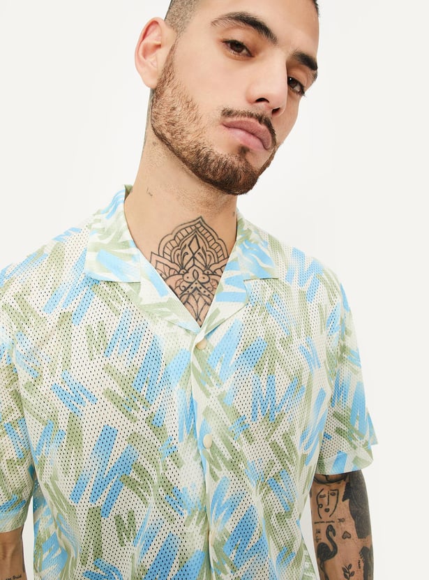 Buy Men Perforated Printed Boxy Fit Shirt Online at just Rs. 899.0 ...