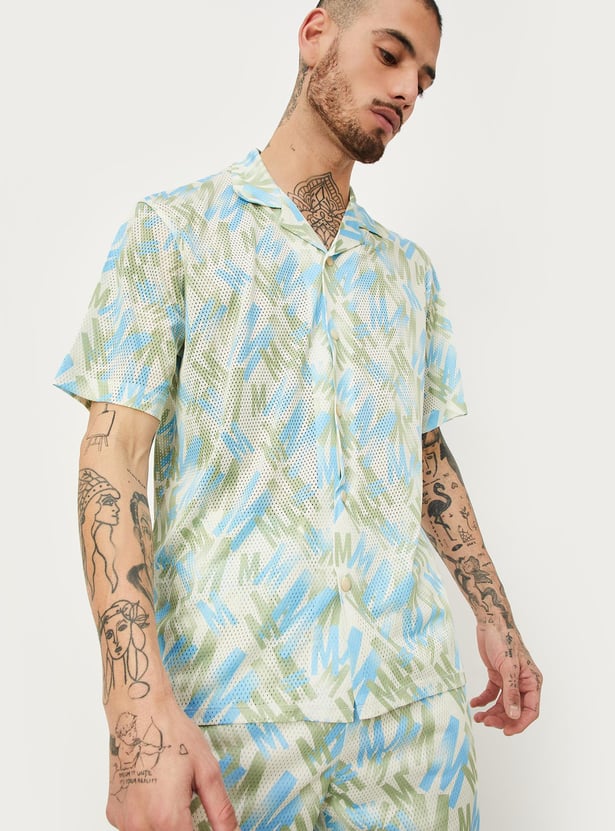 Buy Men Perforated Printed Boxy Fit Shirt Online at just Rs. 899.0 ...