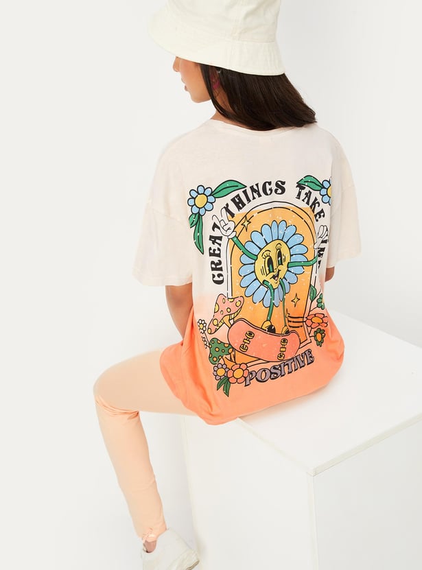 Buy Girls Oversized Back Printed T-shirt Online at just Rs. 399.0 ...