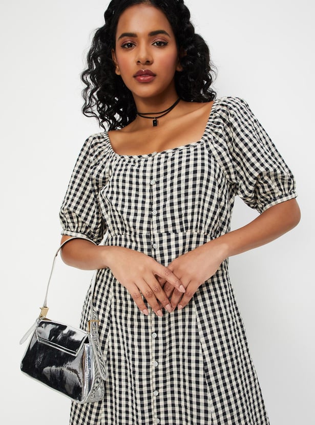 Buy Women Checked Button-Down Midi Dress Online at just Rs. 1199.0 ...