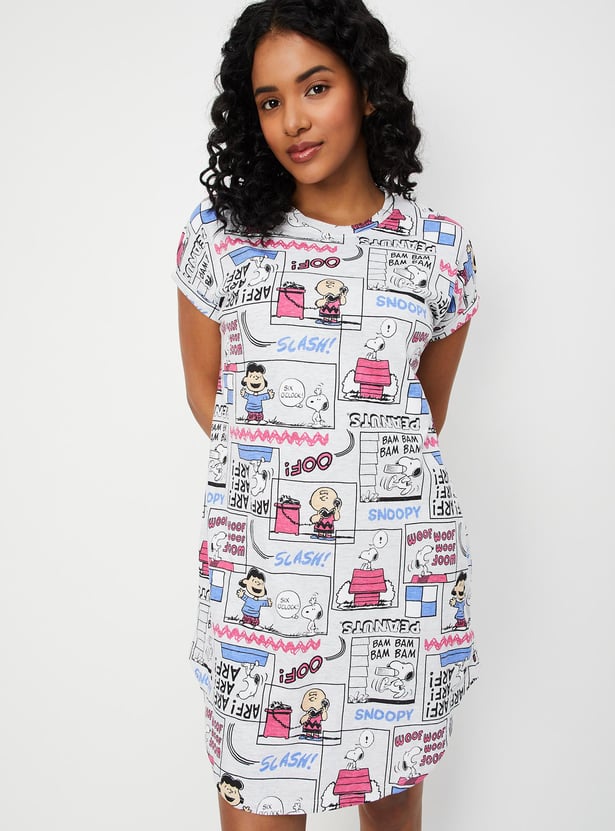 Buy Women Snoopy Printed Chemise Online at just Rs. 599.0 ...