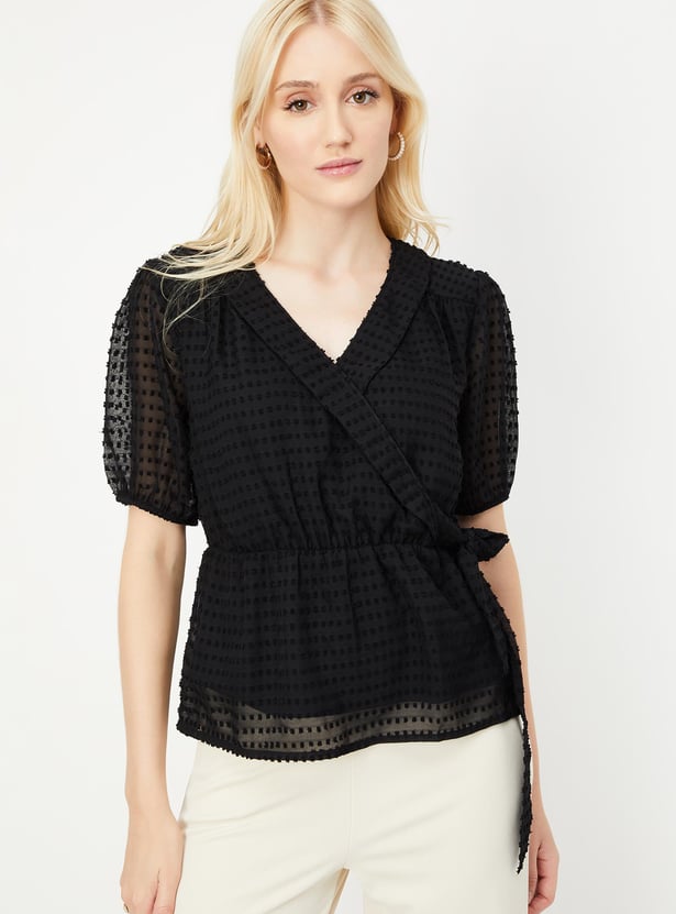 Buy Women Dobby Woven Wrap Top Online at just Rs. 799.0 - 1000013317997 ...
