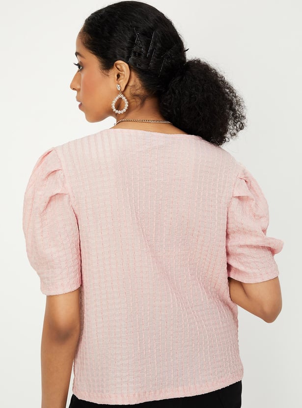 Buy Women Textured Peter Pan Collar Top Online at just Rs. 999.0 ...