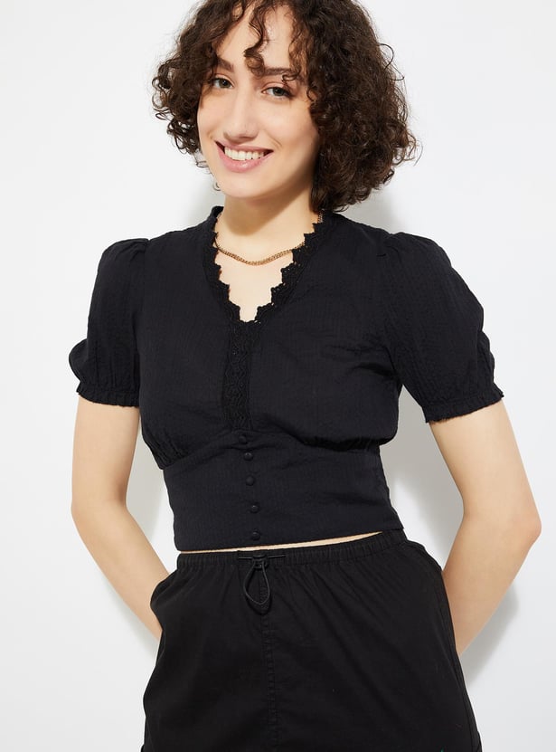 Buy URB_N Women Seersucker Crop Top Online at just Rs. 599.0 ...