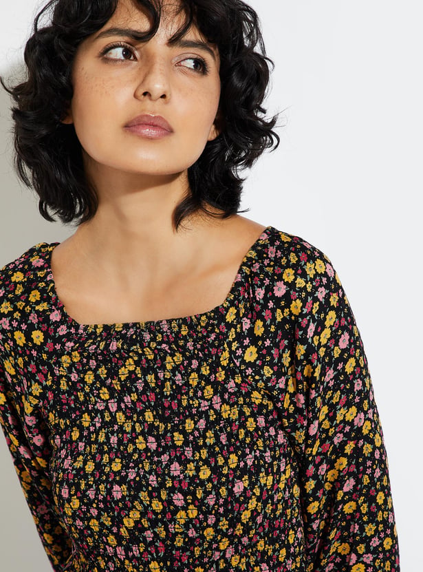 Buy URB_N Women Printed Smocked Crop Top Online at just Rs. 699.0 ...